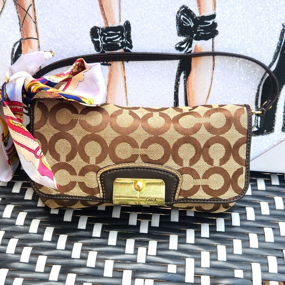 Coach | Bags | Coach Brown Signature Shoulder Bag Euc | Poshmark